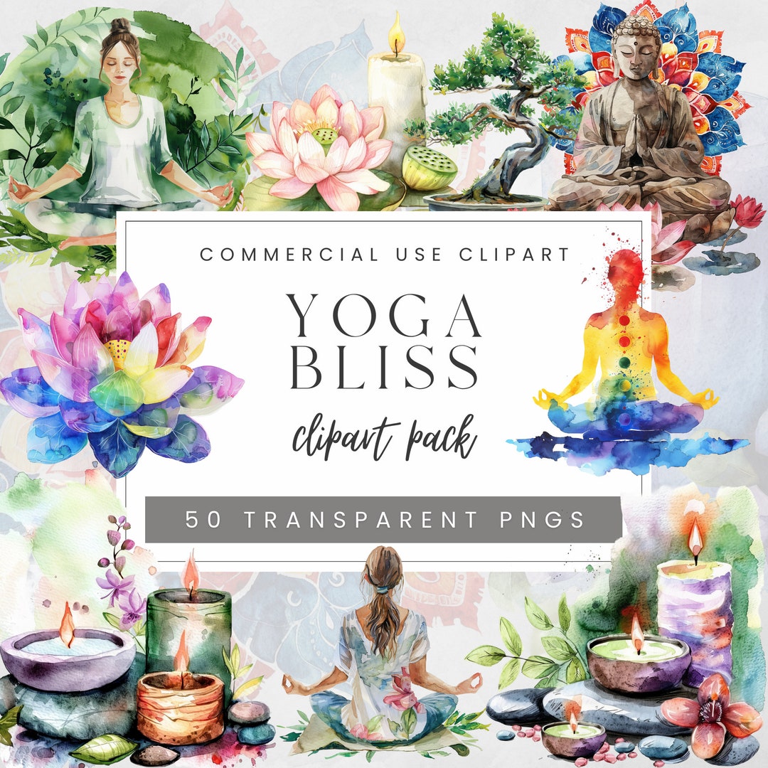 Watercolor Yoga Girl Clipart, Yoga Mat, Meditation and Relaxation Clip ...
