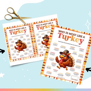 Who is Most Like a Turkey, Printable Thanksgiving Game, Friendsgiving ...
