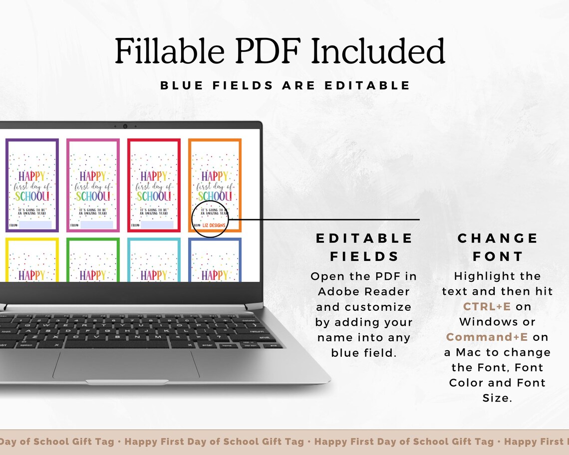 Happy First Day of School Gift Tag Printable, Teacher Treat Tag ...