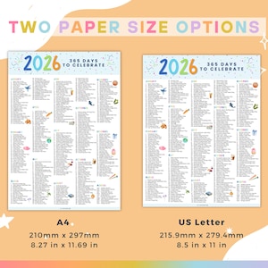 2026 National Days Calendar Printable, Content Planner, Theme Days, One ...