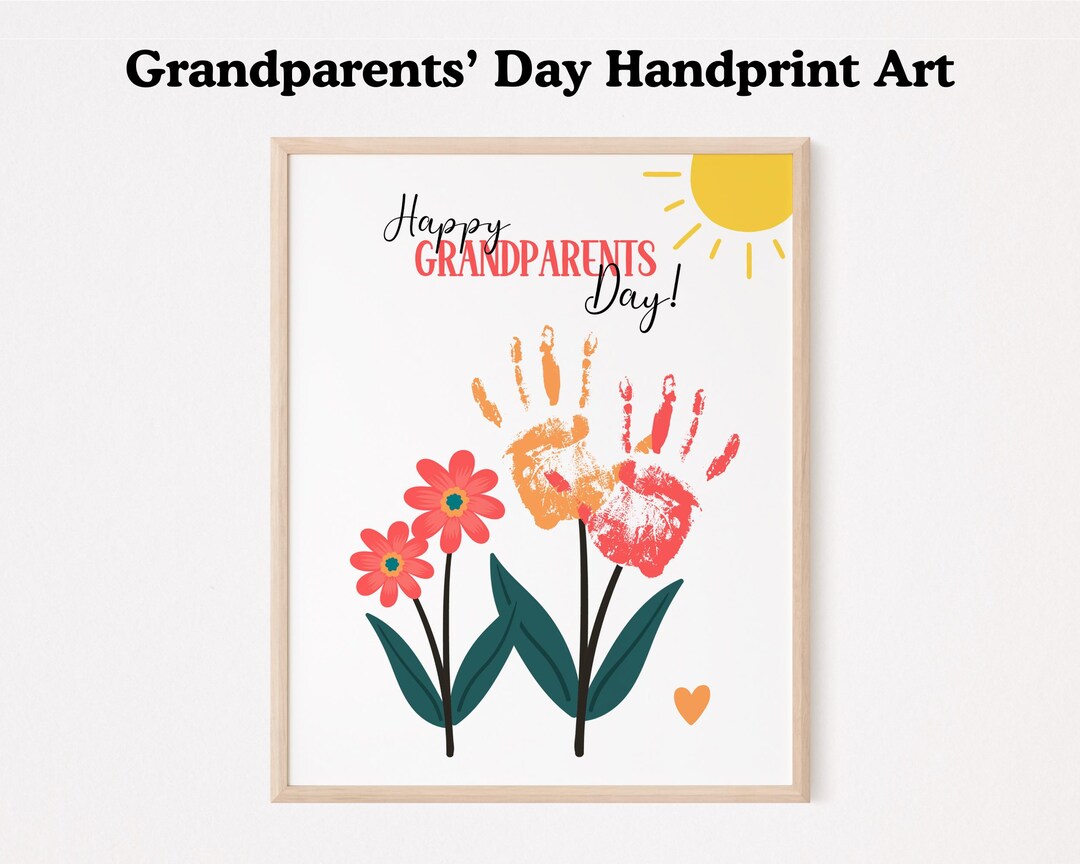 Grandparents Day Handprint Art, Custom Keepsake Gift From Grandkids ...