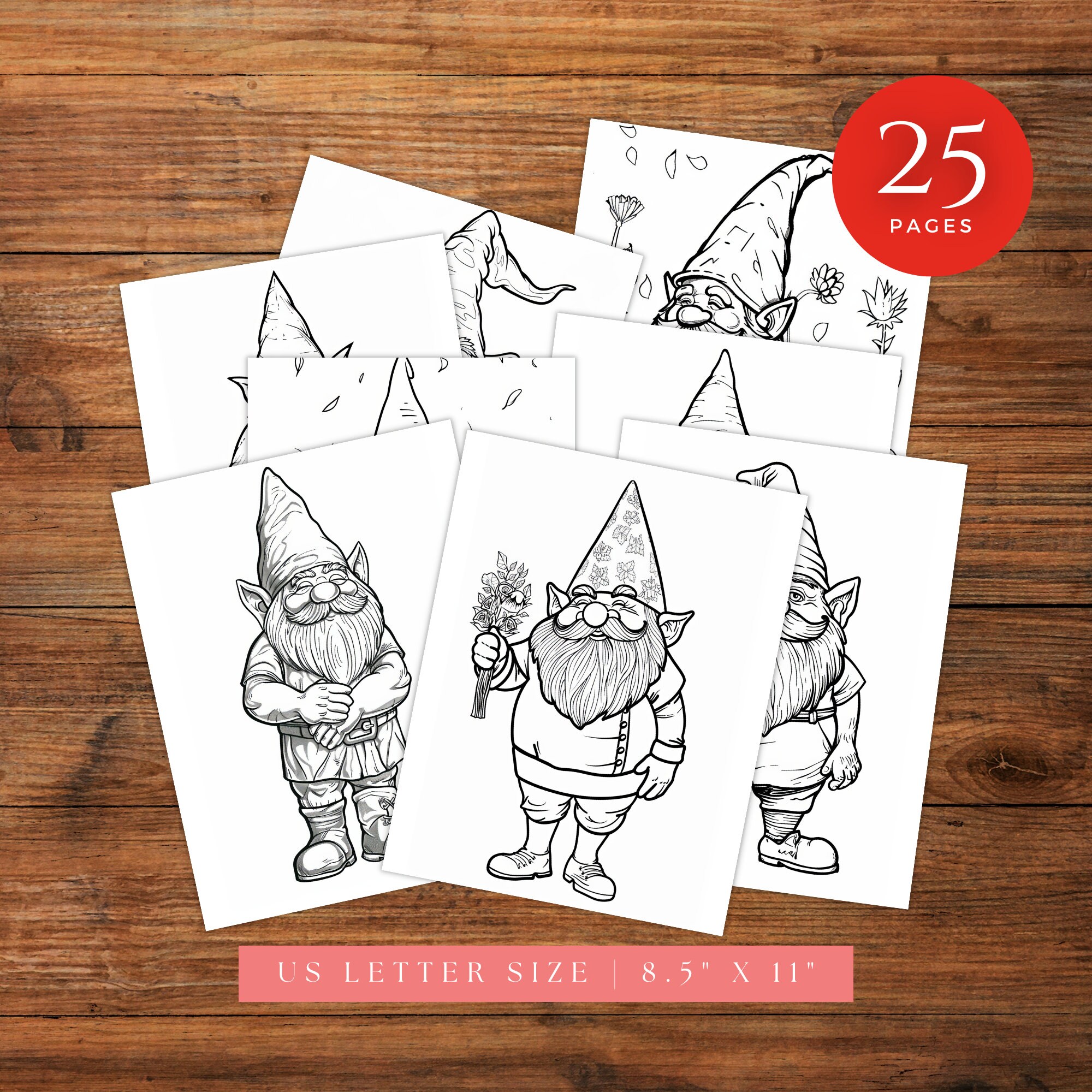 Cute Gnomes Fantasy Coloring Book for Kids and Adults, Spring Gnomes ...