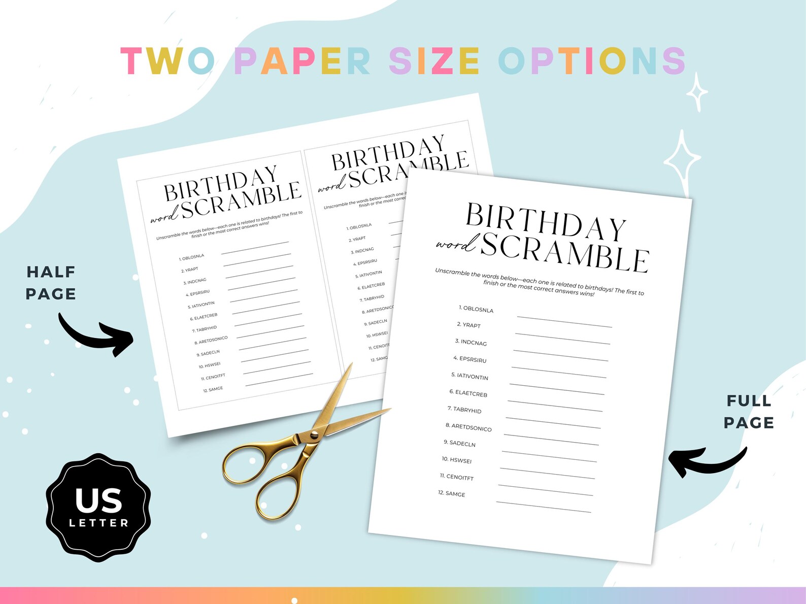Birthday Word Scramble, Fun Printable Party Game, Birthday Party ...