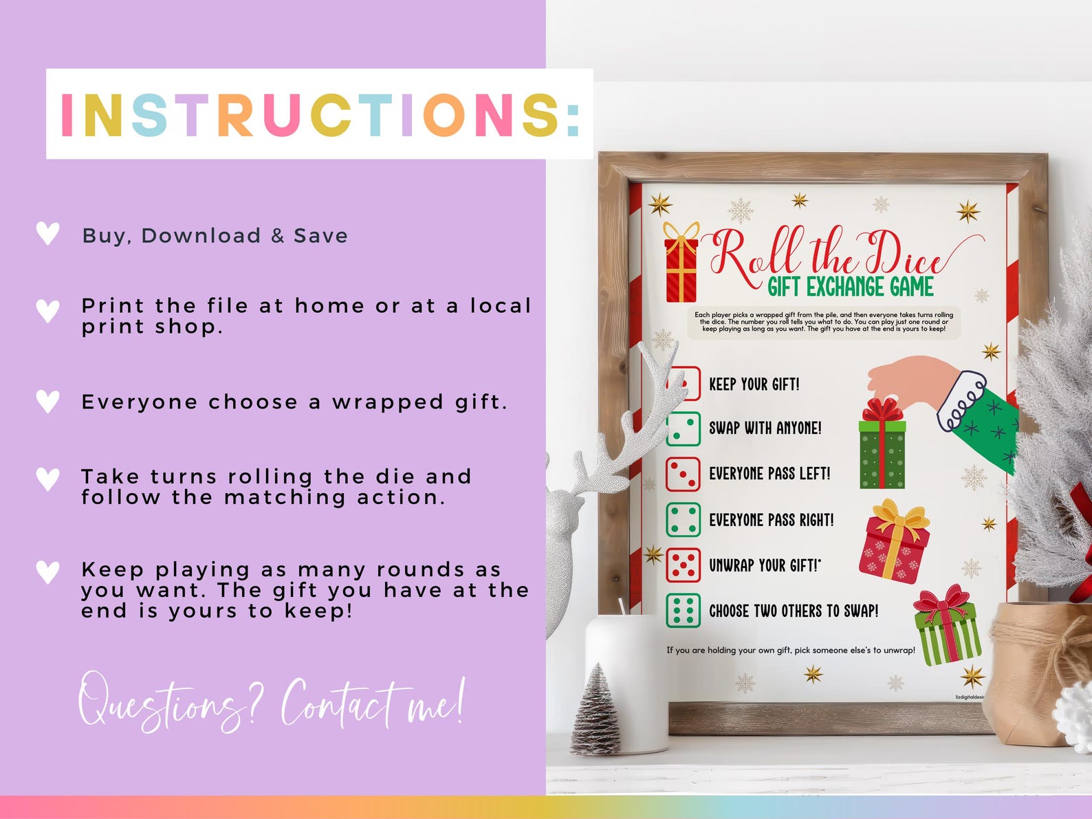 Christmas Roll the Dice Gift Exchange Game, Fun Holiday Party Activity ...