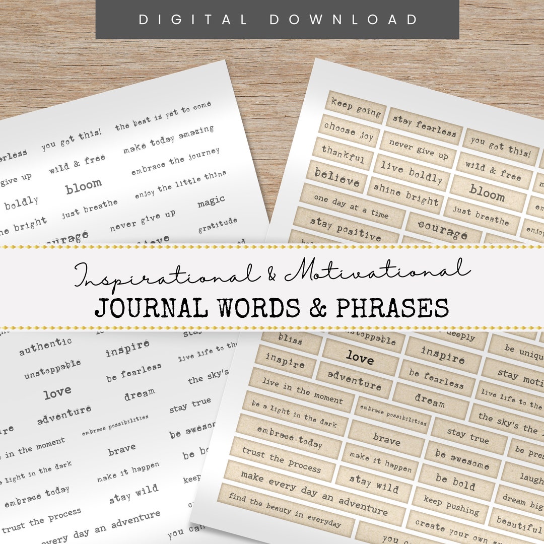 Junk Journal Words and Phrases, Digital Words and Embellishments for ...