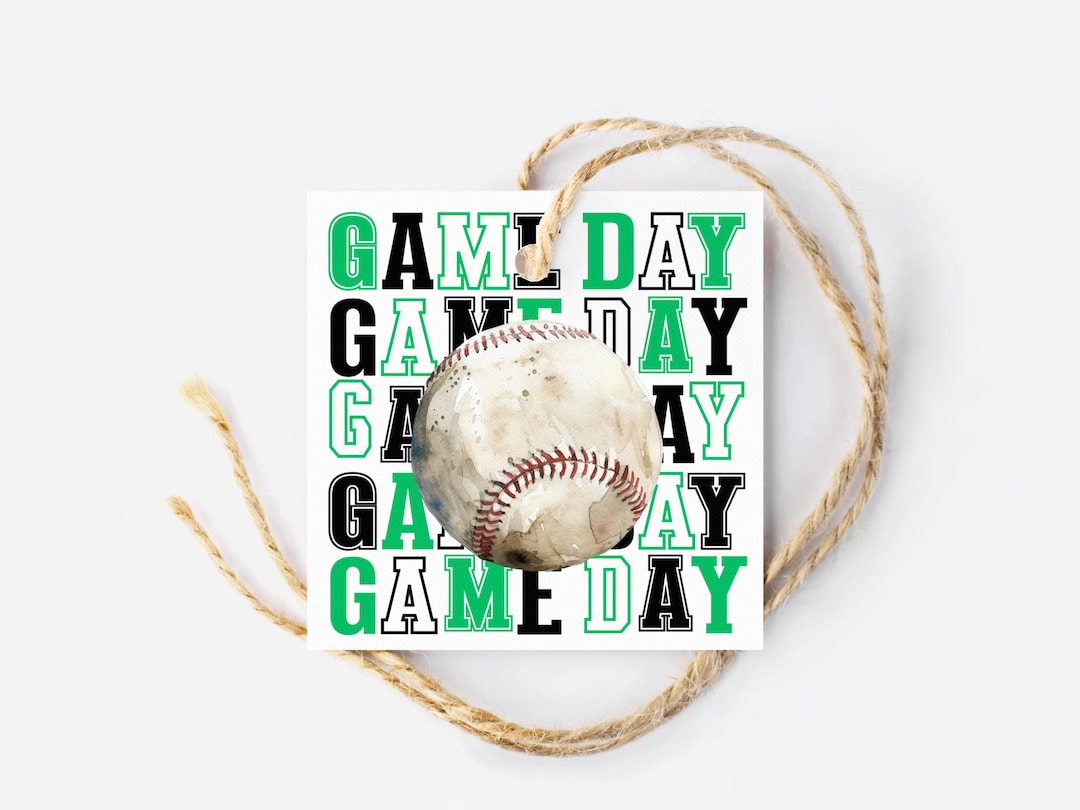 Printable Green Baseball Game Day Snack Tags, Baseball Treat Tag, Team ...