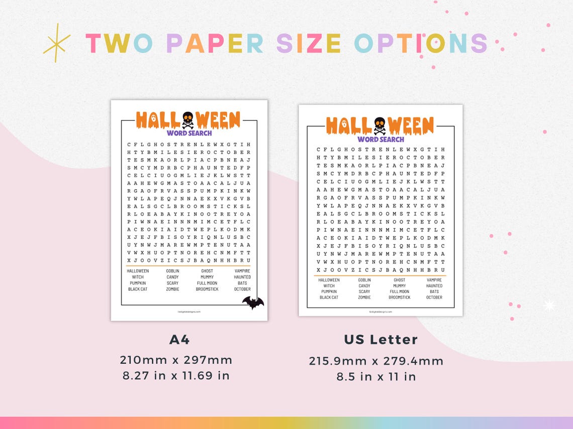 Halloween Word Search Printable, Kids Halloween Word Search, Party Game ...