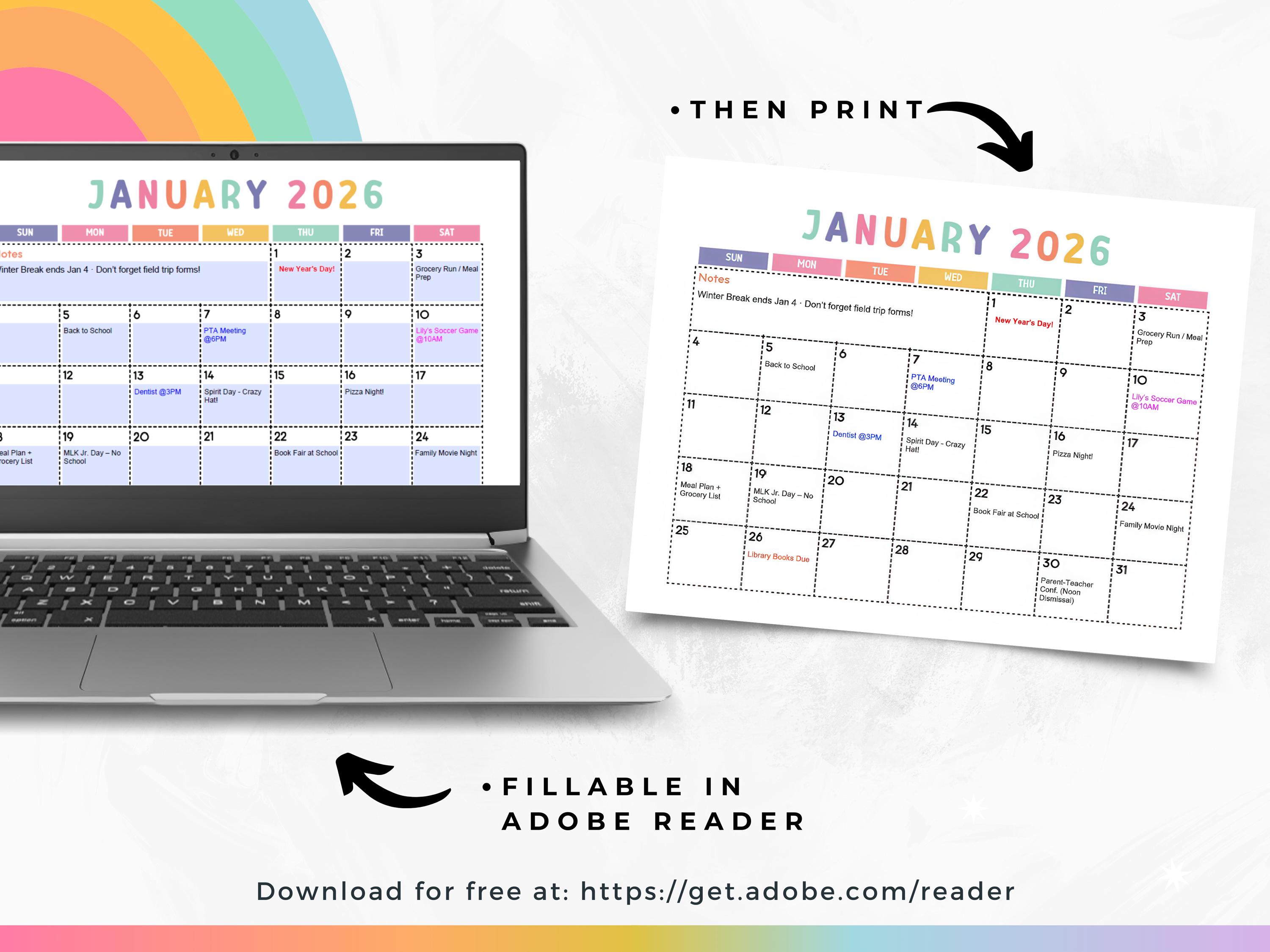 2025-2026 School Year Calendar, Printable Editable Monthly Academic ...