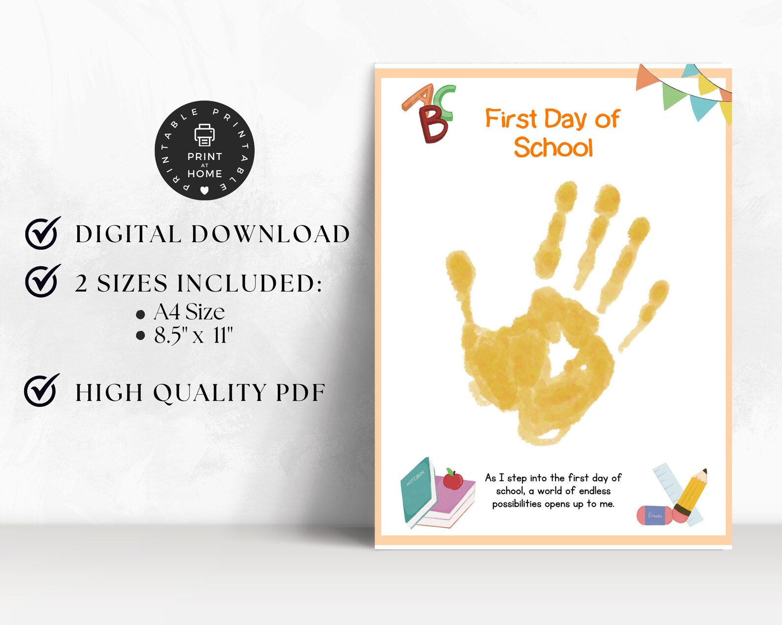 First Day of School Handprint Craft, Back to School Activities ...