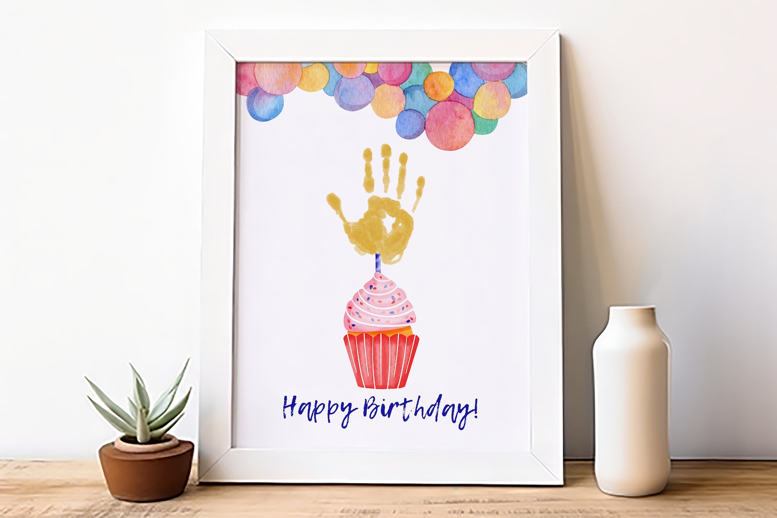 Birthday Gift Handprint Art Instant Download, Handmade Keepsake Gift ...