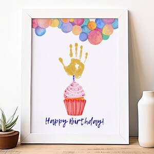 Birthday Gift Handprint Art Instant Download, Handmade Keepsake Gift ...