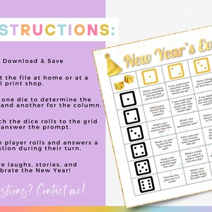 New Years Eve Icebreaker Dice Game, Conversation Starters, Getting to ...