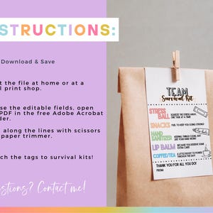 Team Survival Kit Tag, Staff Appreciation Gift Tags, Employee Thank You ...