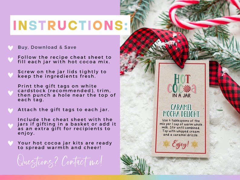 Hot Cocoa Mix Tags, Hot Chocolate Gift Tags, Christmas Treat Tags ...