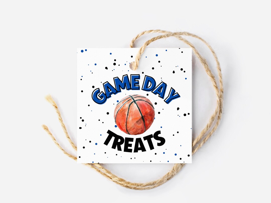 Printable Blue Basketball Game Day Treat Tag, Game Day Snack Tag, Sport ...