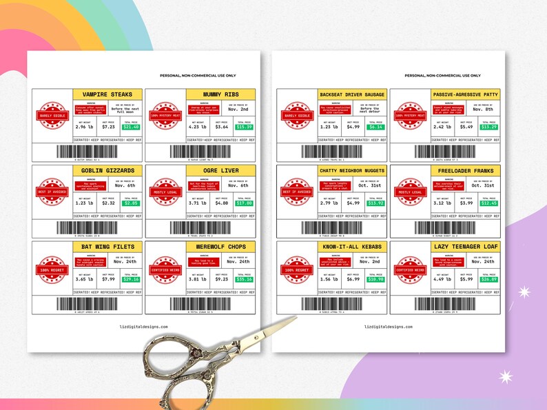 Fake Meat Labels, Halloween Prank, Meat Stickers, Funny Fake Food ...