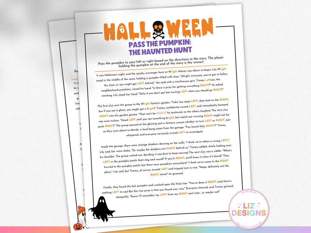 Pass the Pumpkin Game Halloween Printable, Activity Class Party Group ...
