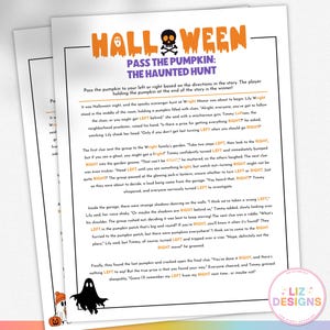 Pass the Pumpkin Game Halloween Printable, Activity Class Party Group ...