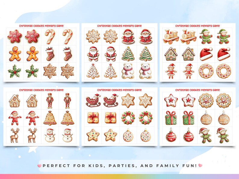 Christmas Cookies Memory Game Cards, Matching Activity, Kids Printable ...