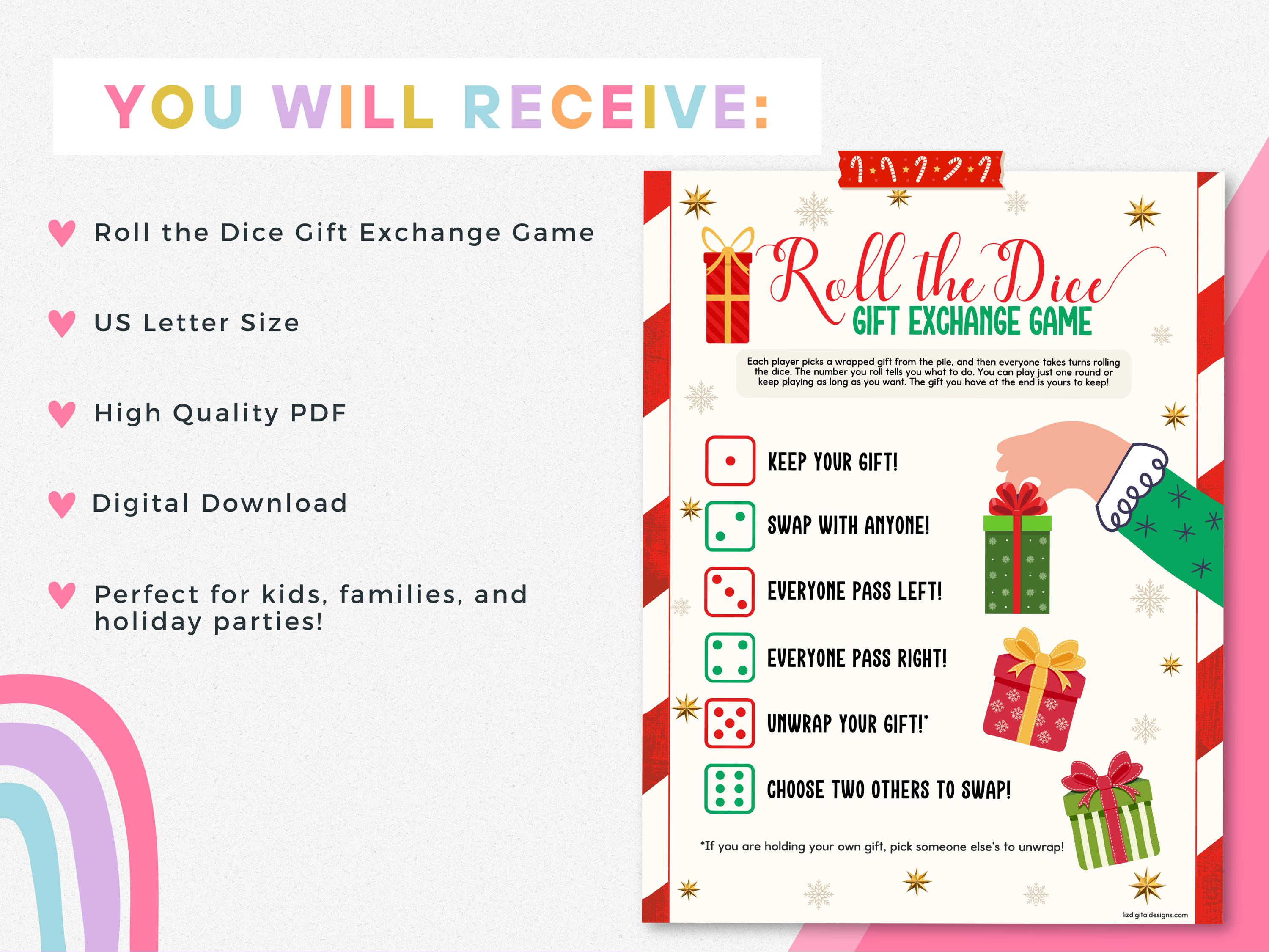 Christmas Roll the Dice Gift Exchange Game, Fun Holiday Party Activity ...