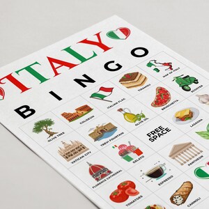 100 Italy Bingo Cards, Printable Travel Bingo Game, Kids Travel ...