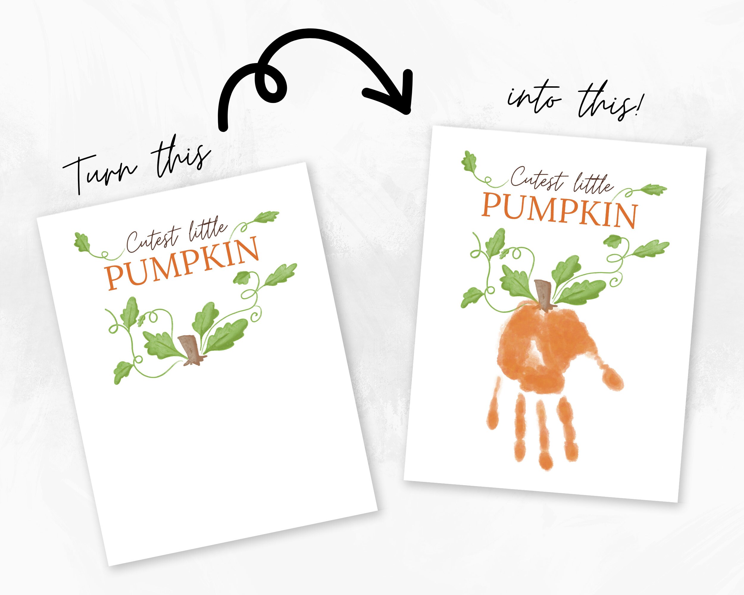 Fall Pumpkin Handprint Art Printable, Autumn Handprint Craft, Memory ...