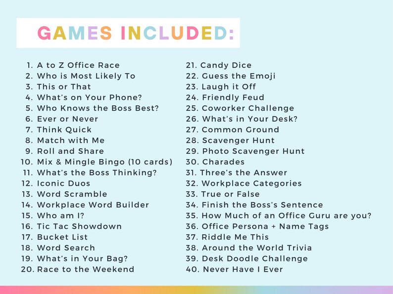 Staff Meeting Games, Office Party Game Bundle, Get to Know Me Staff ...
