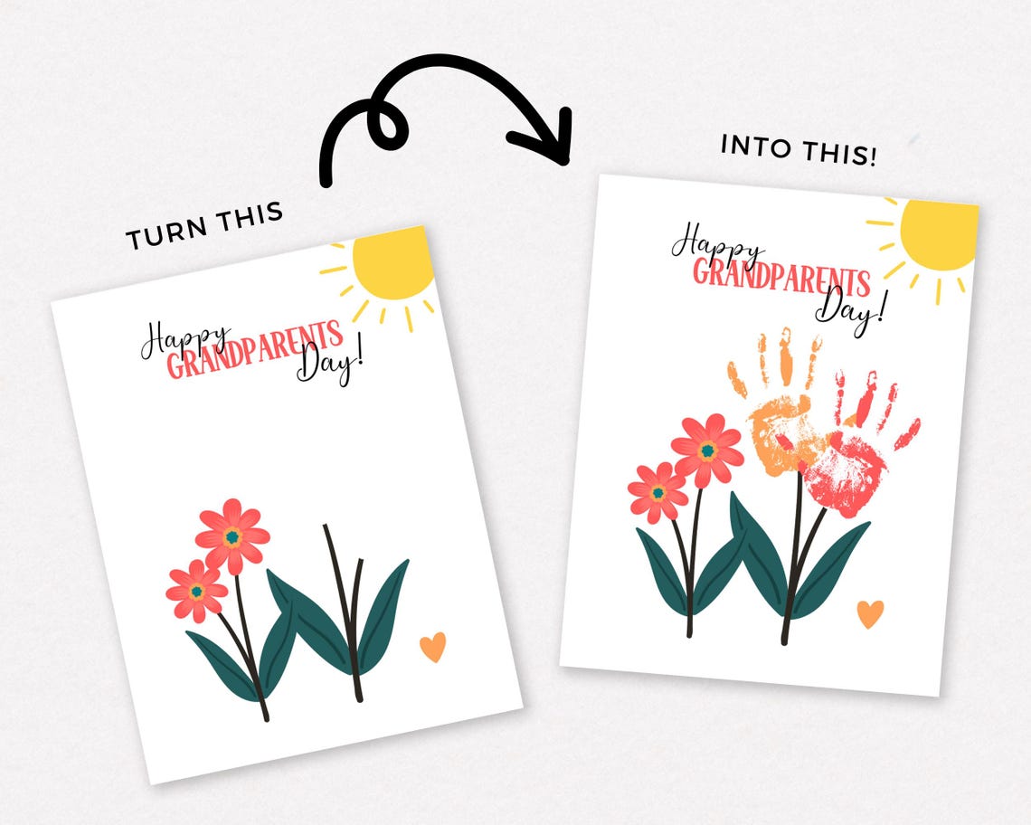 Grandparents Day Handprint Art, Custom Keepsake Gift From Grandkids ...