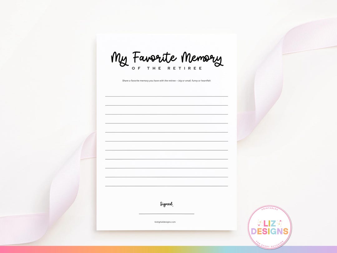 My Favorite Memory of the Retiree Template, Retirement Party Games ...