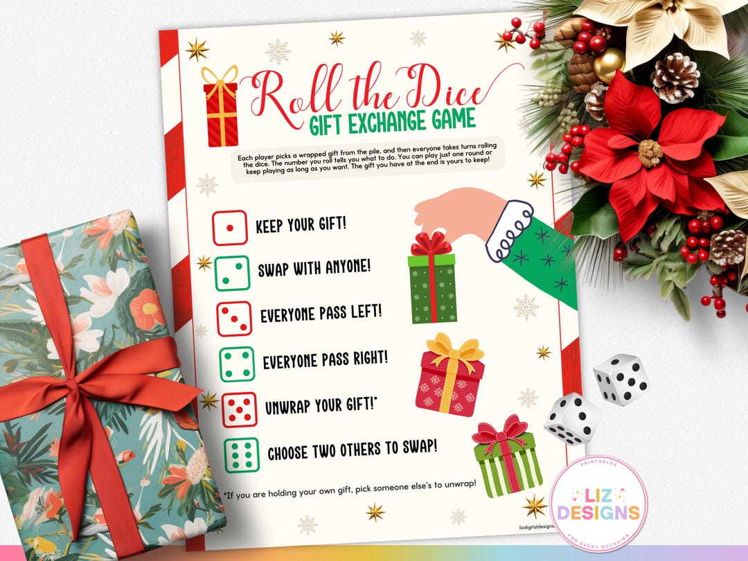 Christmas Roll the Dice Gift Exchange Game, Fun Holiday Party Activity ...