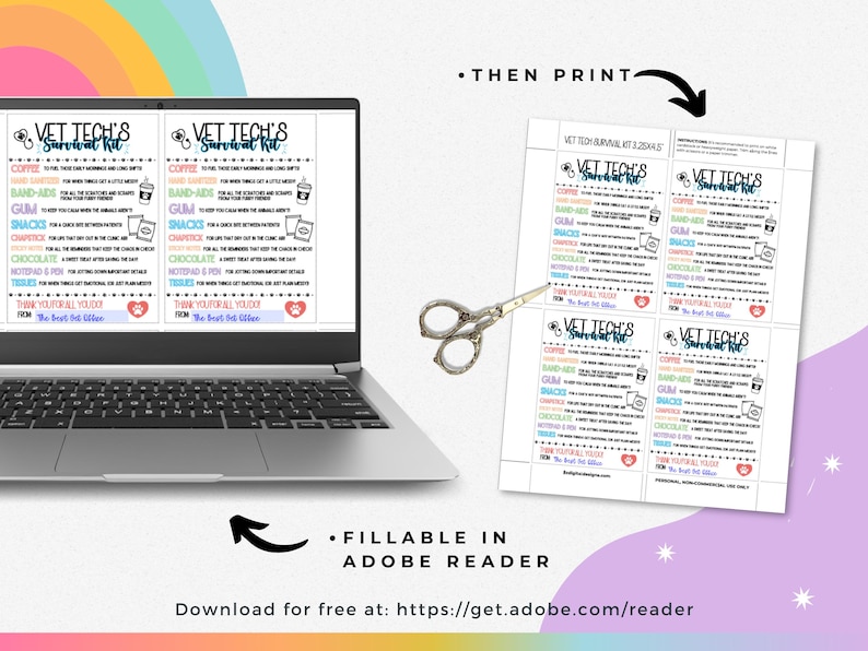 Printable Vet Tech Survival Kit Gift Tag, Veterinary Tech Week ...