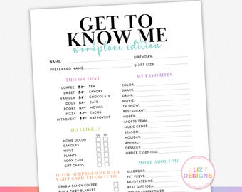 Team Building Get to Know Your Staff Questionnaire Printable, Employee ...