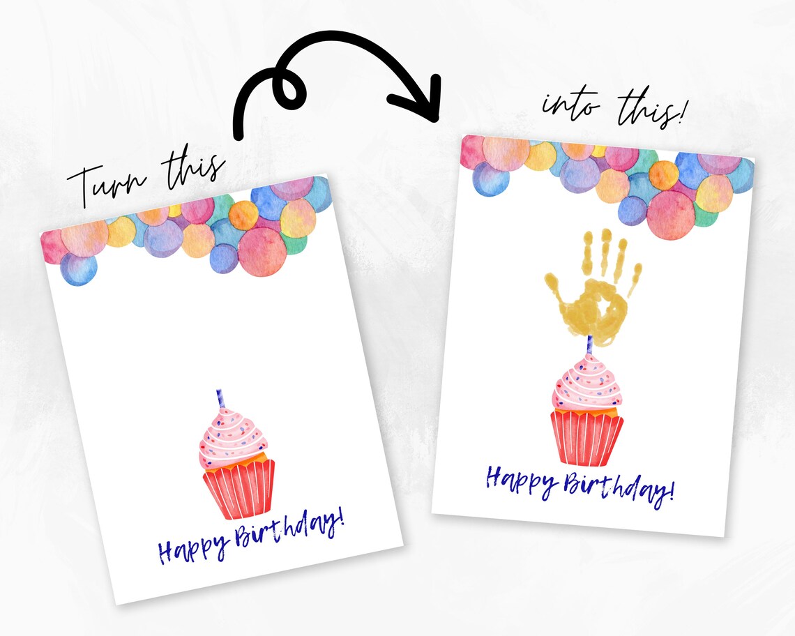 Birthday Gift Handprint Art Instant Download, Handmade Keepsake Gift ...