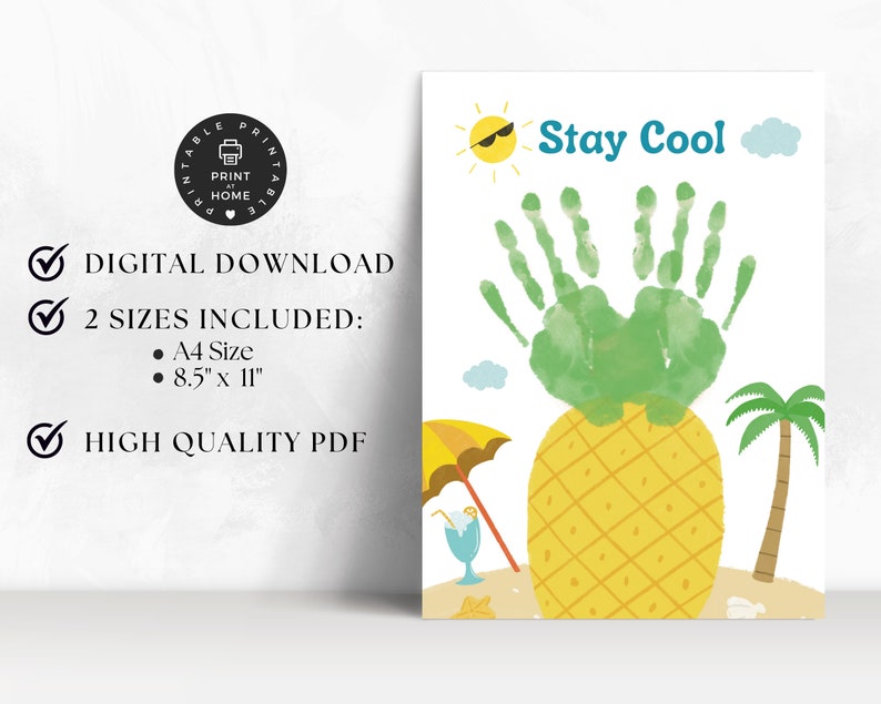 Summer Handprint Craft, Printable Templates, Summer Art for Kids ...