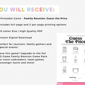 Family Reunion Games, Guess the Price, Guessing Game, Fun Printable ...