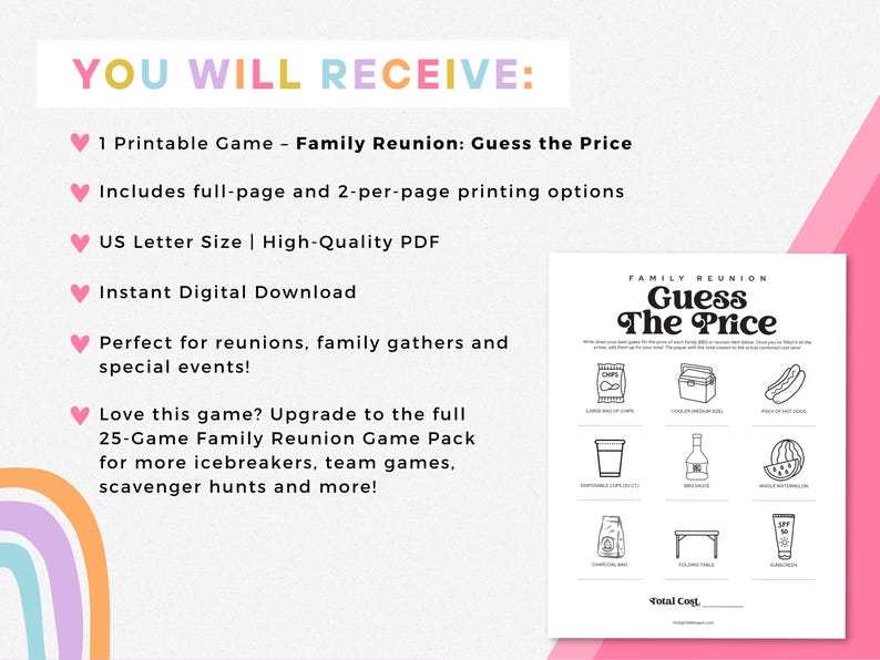 Family Reunion Games, Guess the Price, Guessing Game, Fun Printable ...