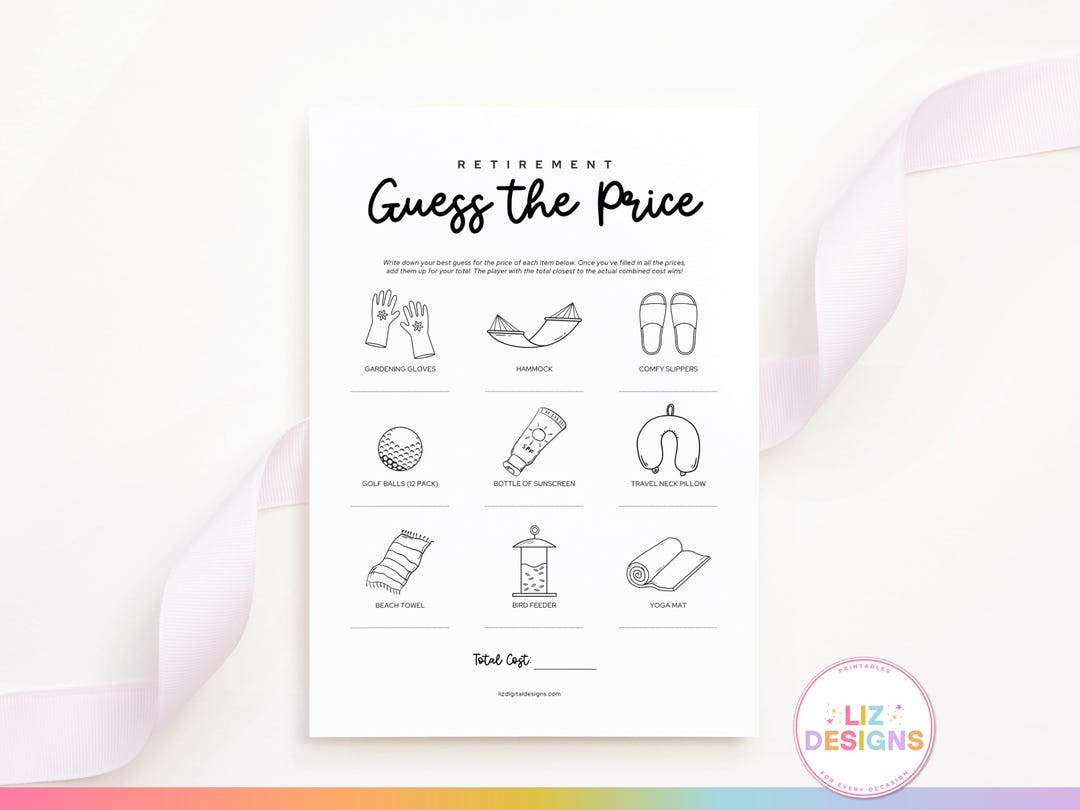 Guess the Price Game, Retirement Trivia, Retirement Party Games, Office ...