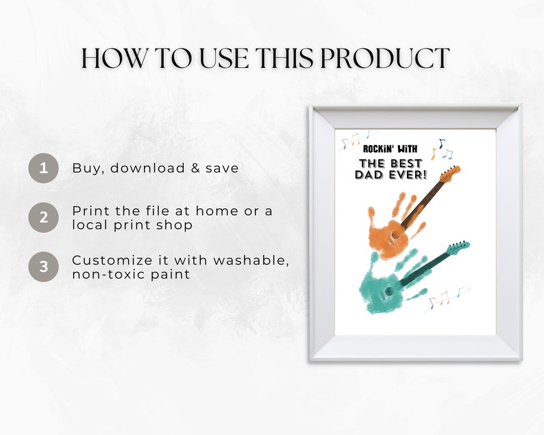 Happy Father's Day Handprint Guitar Art Craft, Memory Keepsake, DIY ...