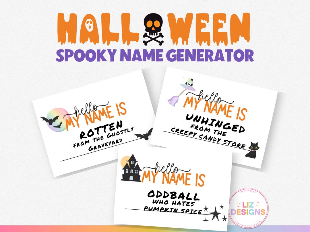 Halloween What's Your Name Game, Halloween Party Name Tags, Printable ...