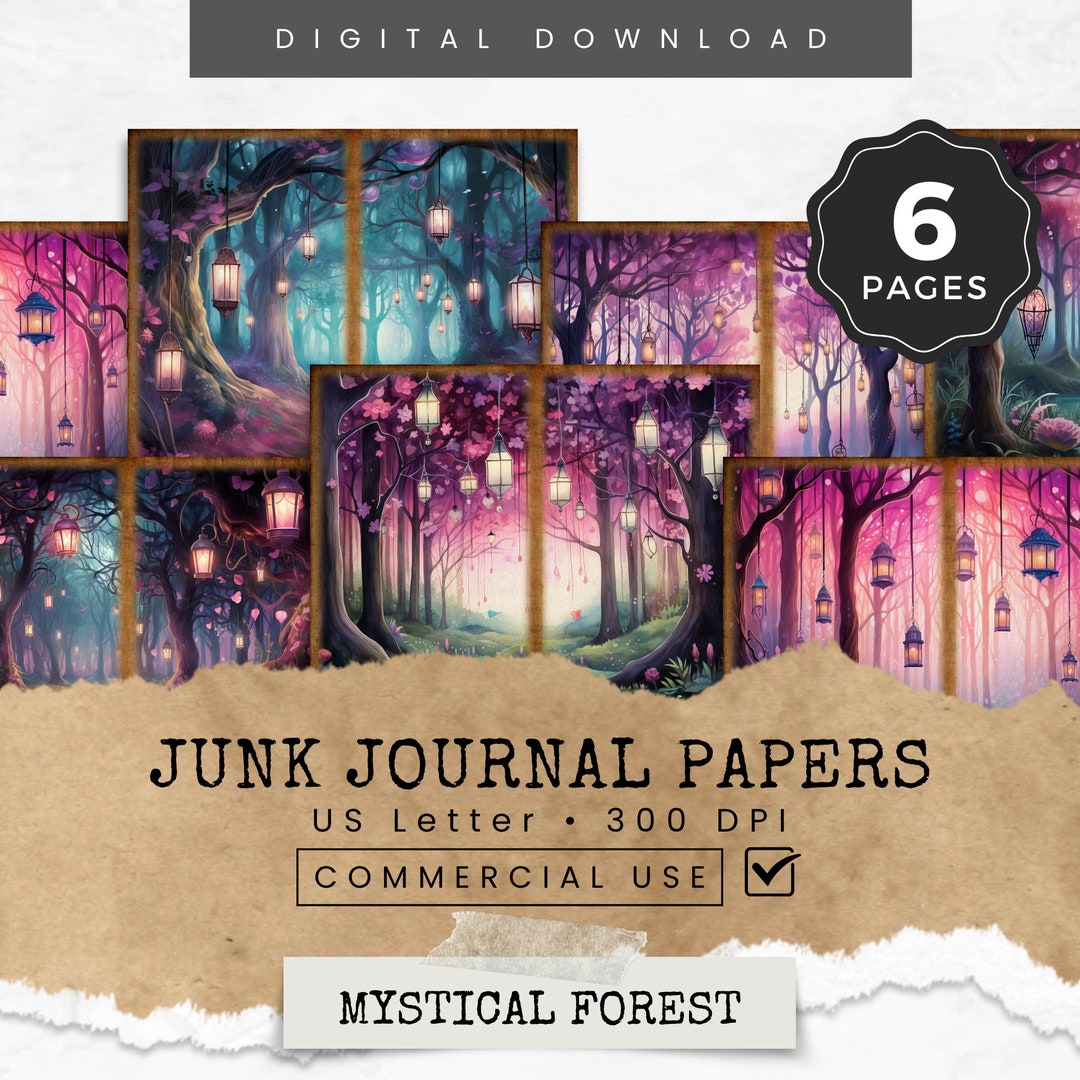 Magical Forest Junk Journal Paper, Dark Forest Printable Pages ...