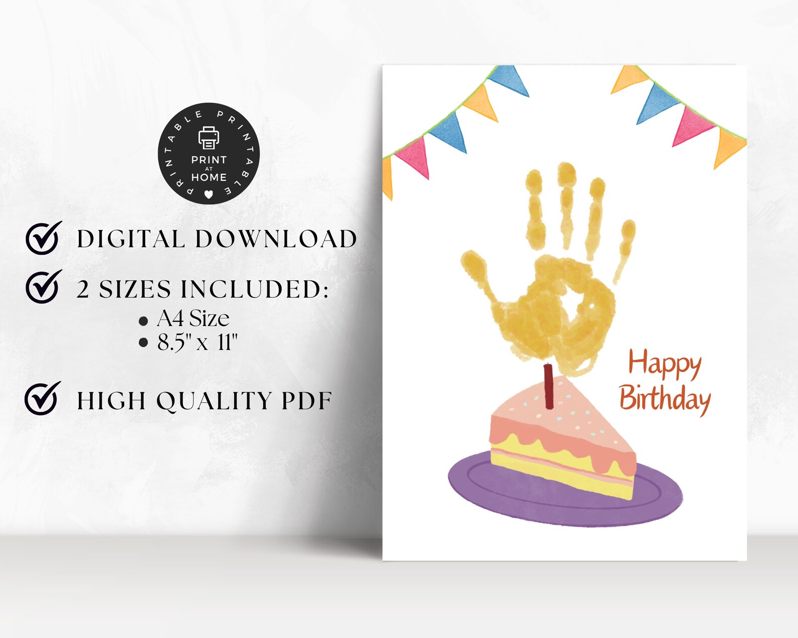 Printable Happy Birthday Handprint Art, Custom Birthday Gift, Birthday ...
