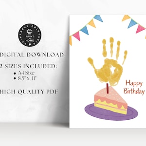 Printable Happy Birthday Handprint Art, Custom Birthday Gift, Birthday ...