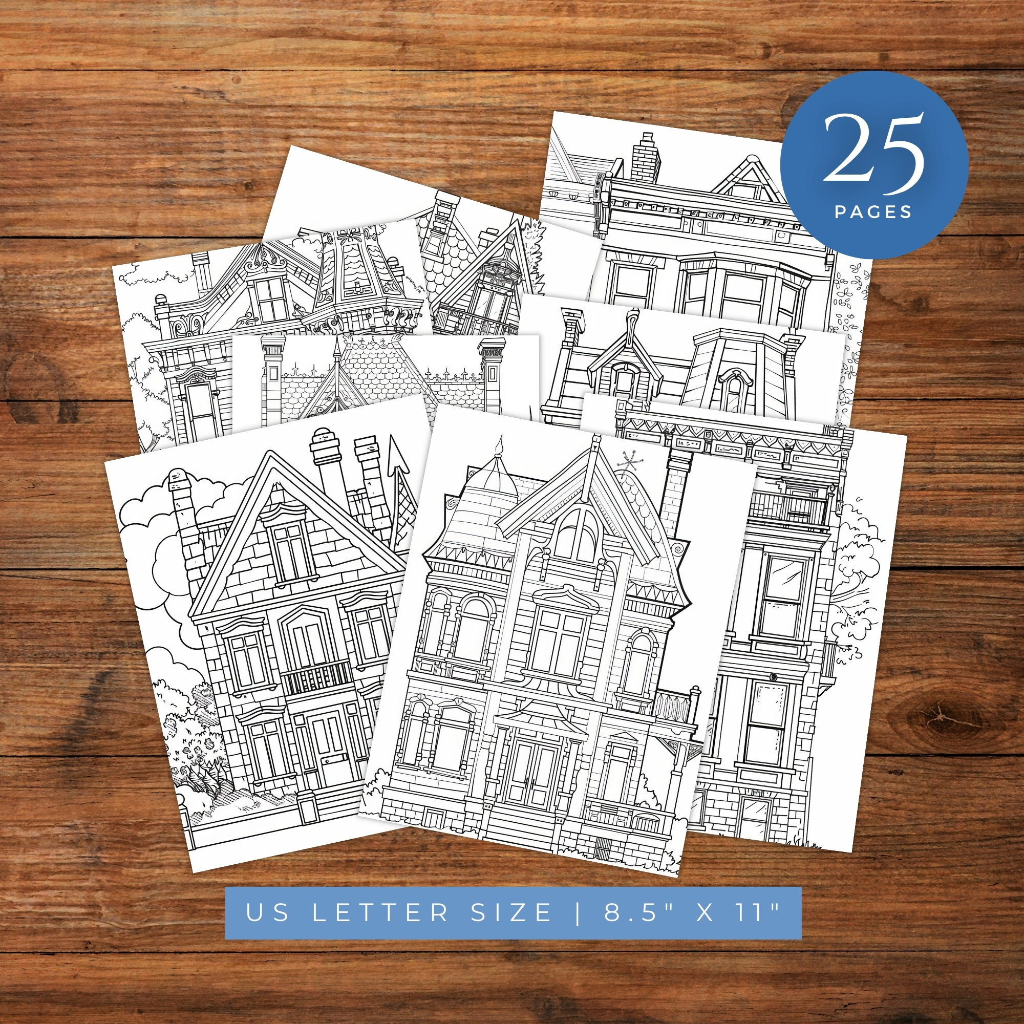 Townhouse Coloring Pages, Grayscale House Coloring Book for Adults ...