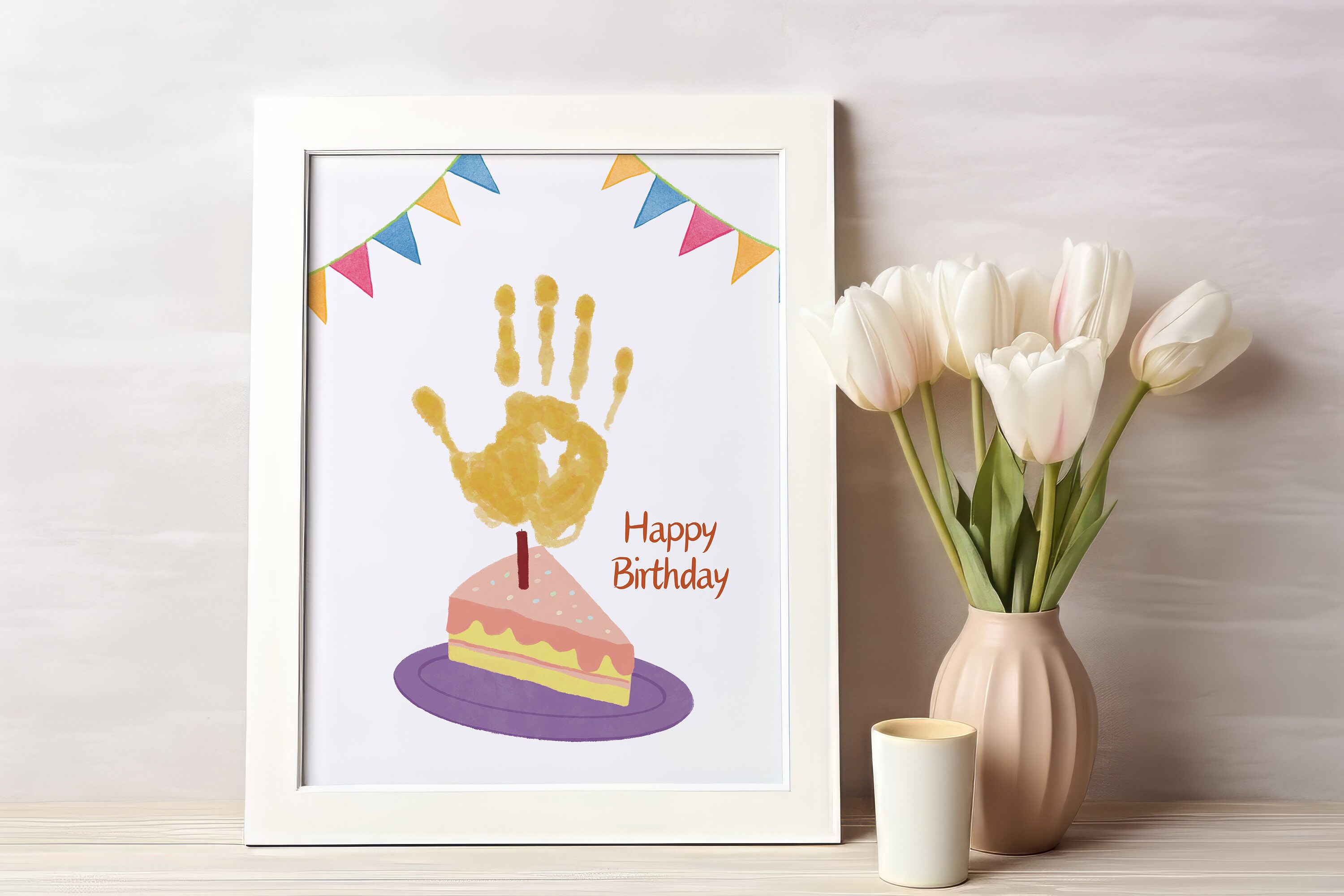 Printable Happy Birthday Handprint Art, Custom Birthday Gift, Birthday ...