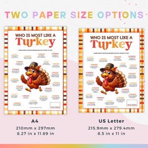 Who is Most Like a Turkey, Printable Thanksgiving Game, Friendsgiving ...