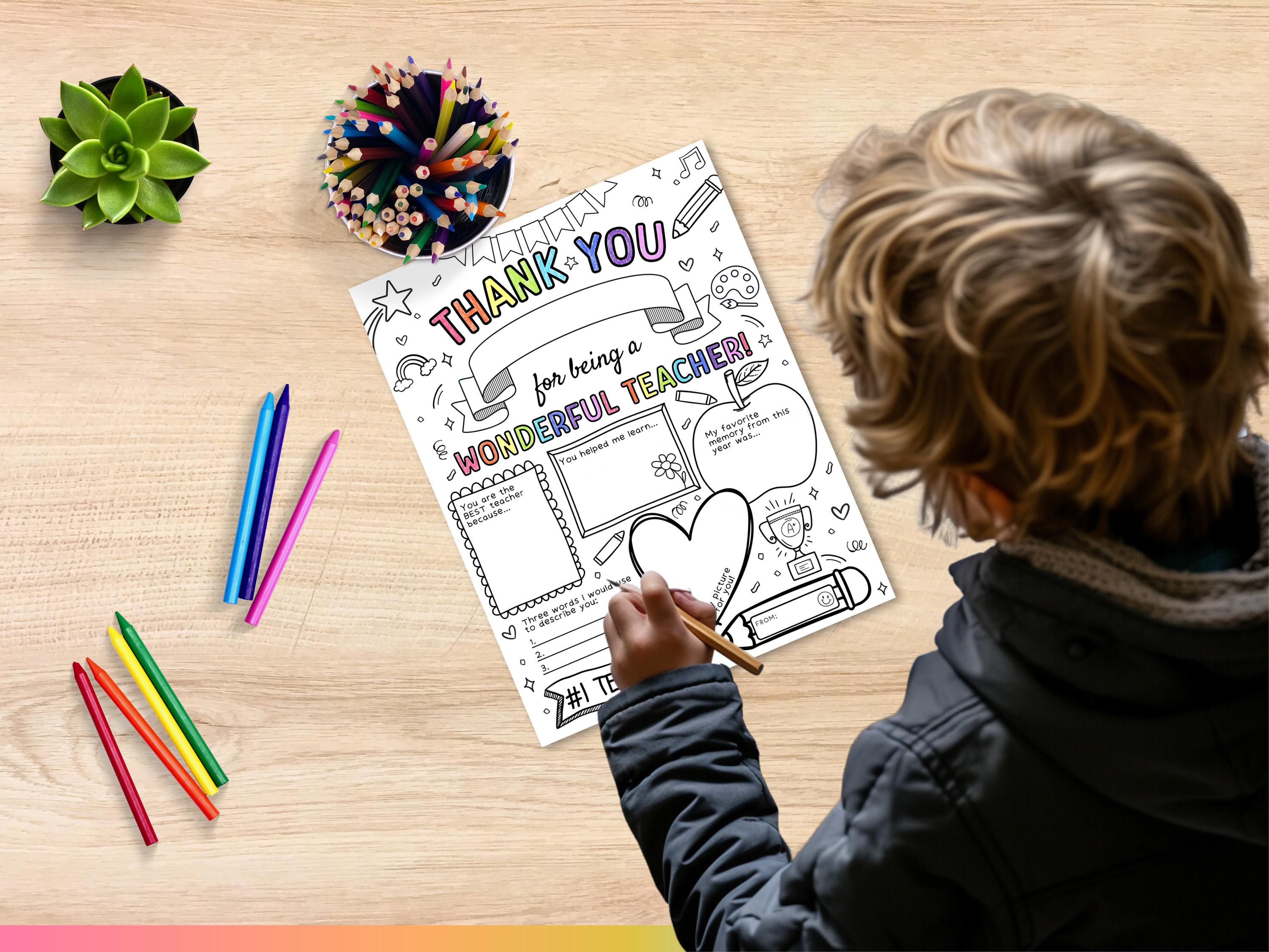 Teacher Appreciation Week Coloring Page, Printable Thank You From Kids ...