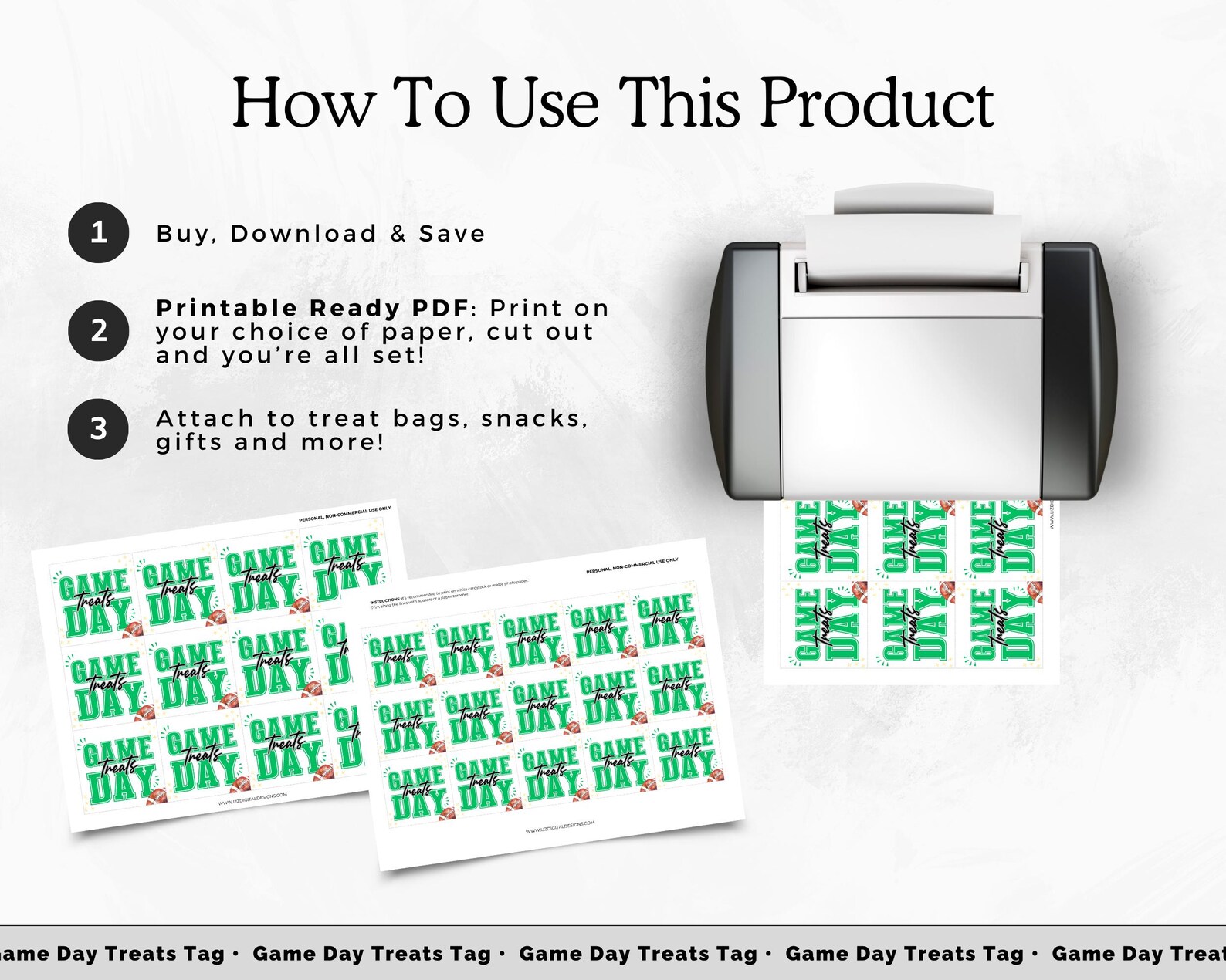 Football Game Day Treat Bag Favor Tags, Game Day Team Snacks, Touchdown ...