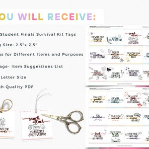 Student Finals Care Package, Printable Gift Tag for College Students ...