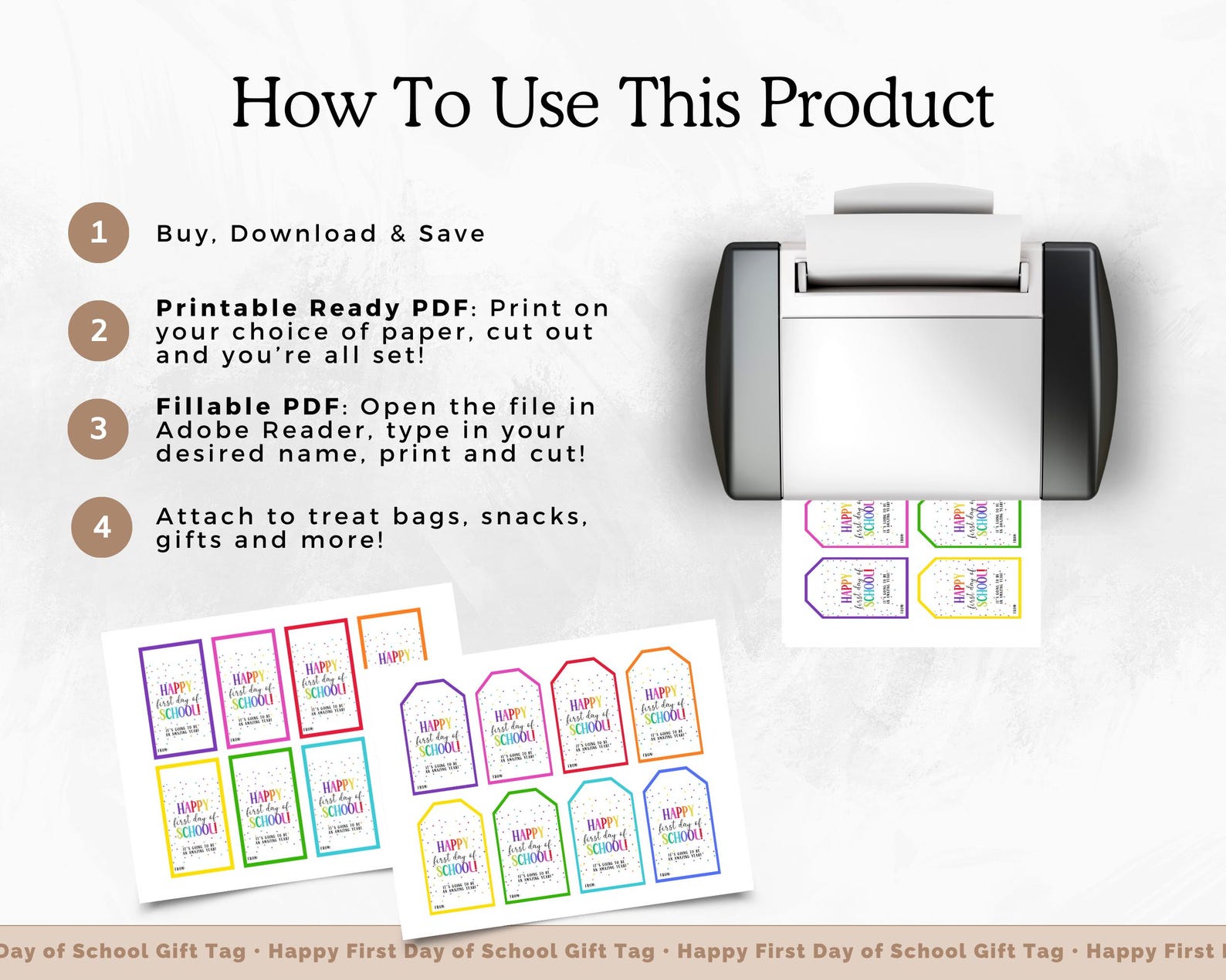 Happy First Day of School Gift Tag Printable, Teacher Treat Tag ...