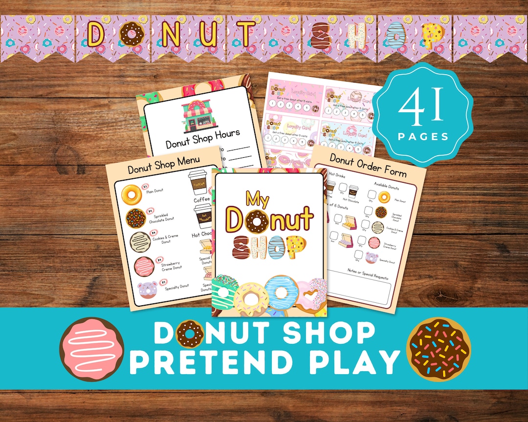 Donut Shop Pretend Play Printables, Home Dramatic Play, Kids Summer ...